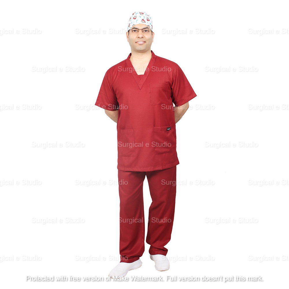 Red Surgical Scrubs Online, OT Dress for Doctors With Name